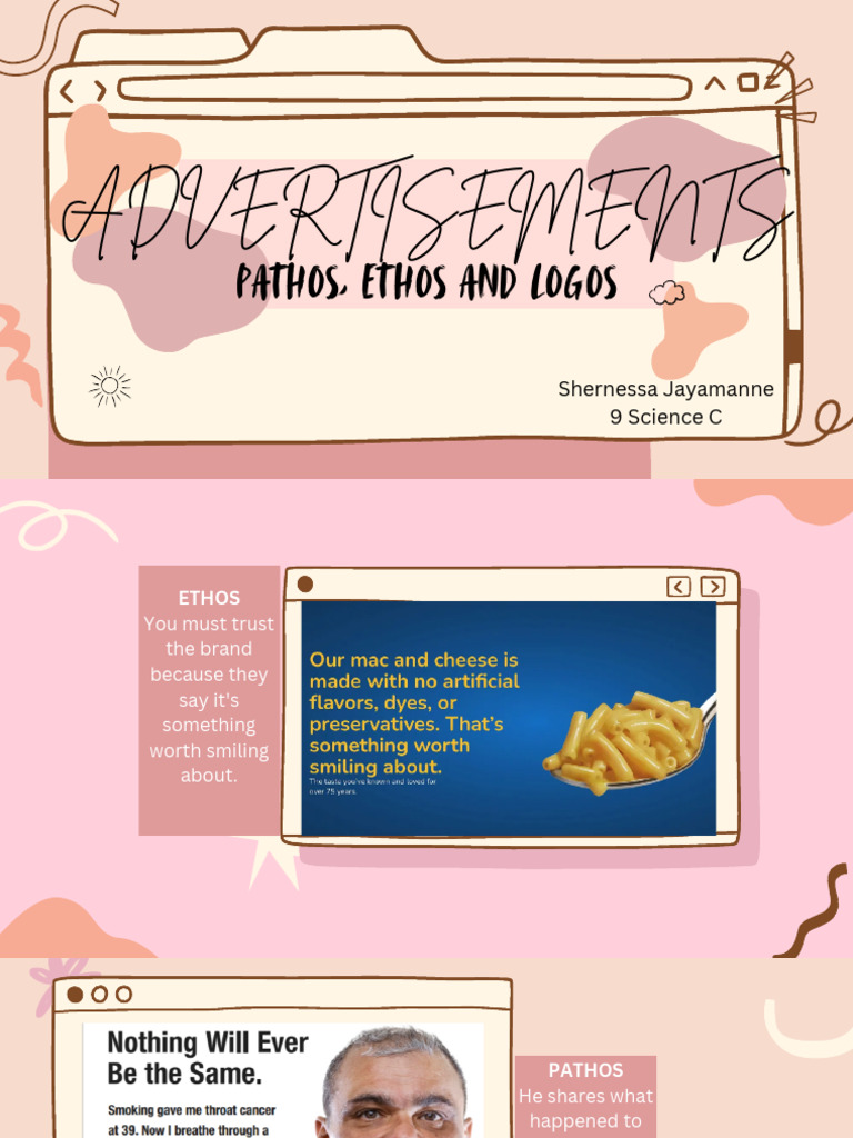ADVERTISEMENTS Pathos, Ethos and Logos | PDF