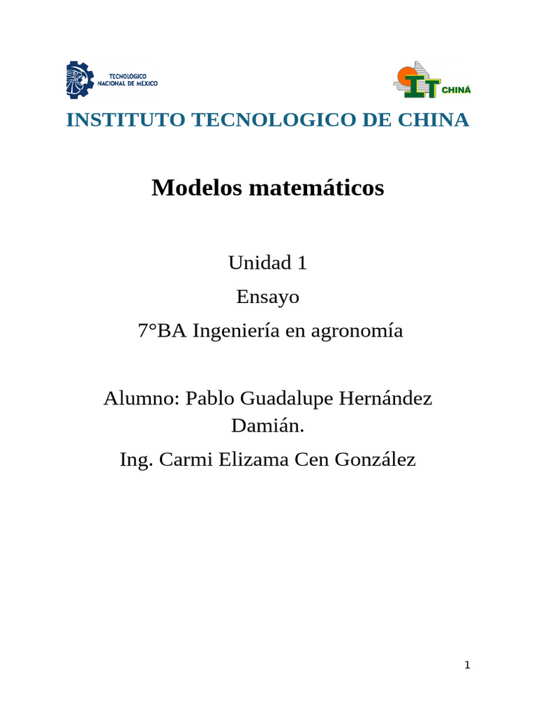 C1 - T4 Hernande Damian | PDF | Agricultura | Modelo matemático