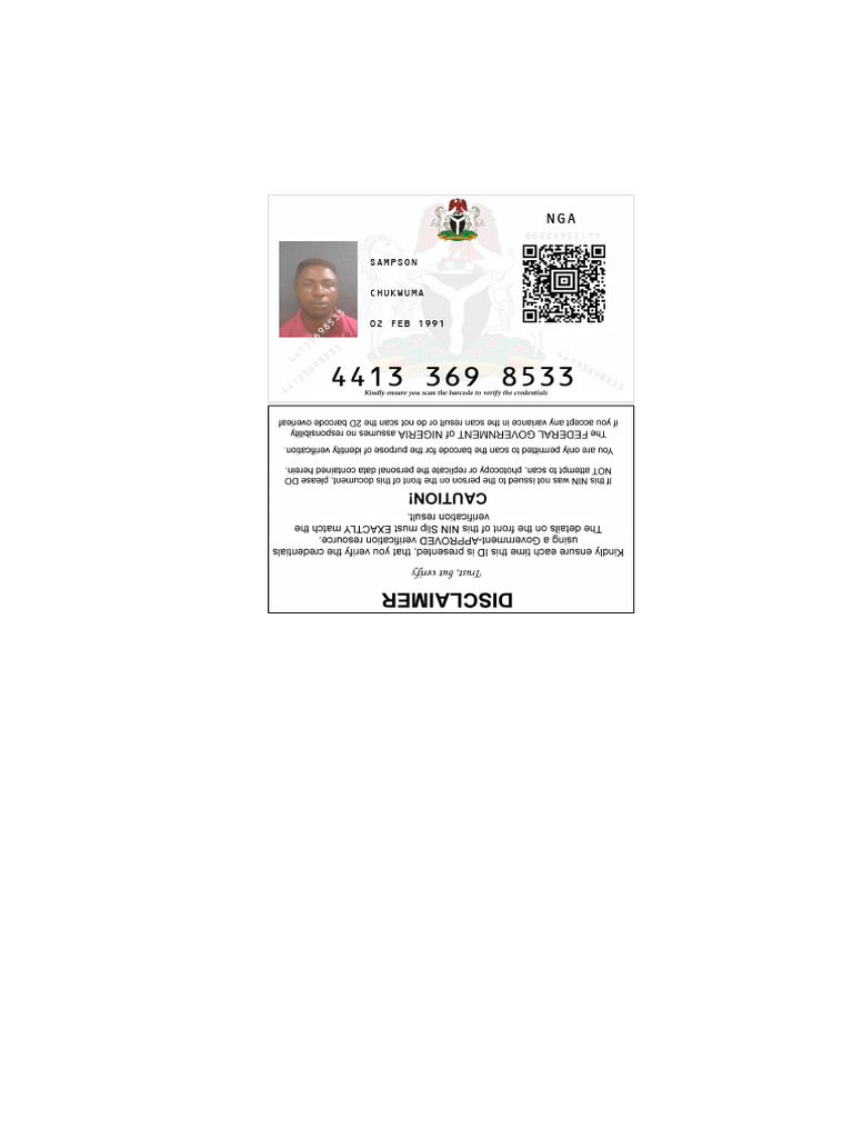 Improved National ID Slip Details | PDF