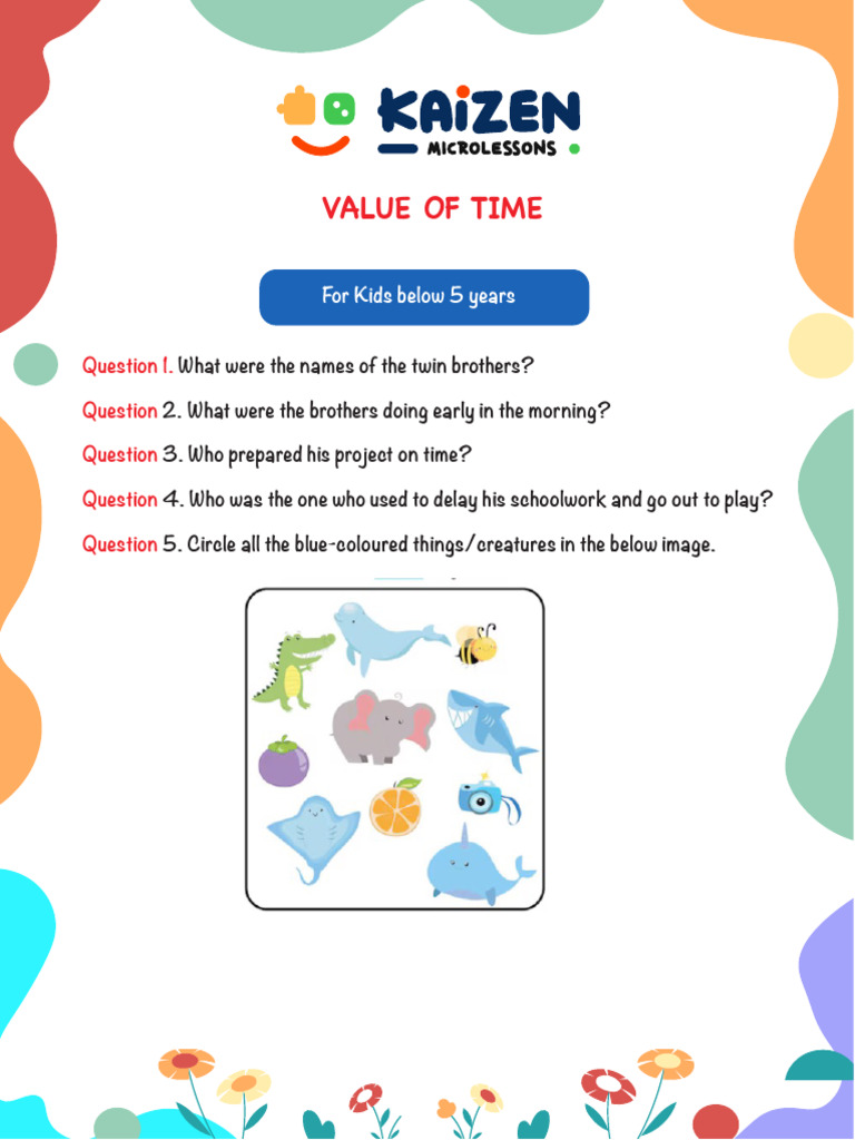 Value of Time for Kids Activities | PDF | Games & Activities | Foreign ...