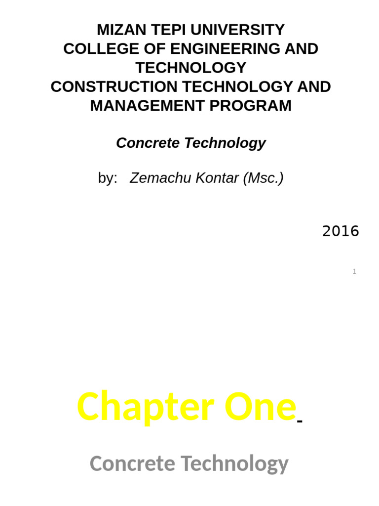 Chapter1 Introduction To Concrete Technology | PDF | Concrete ...