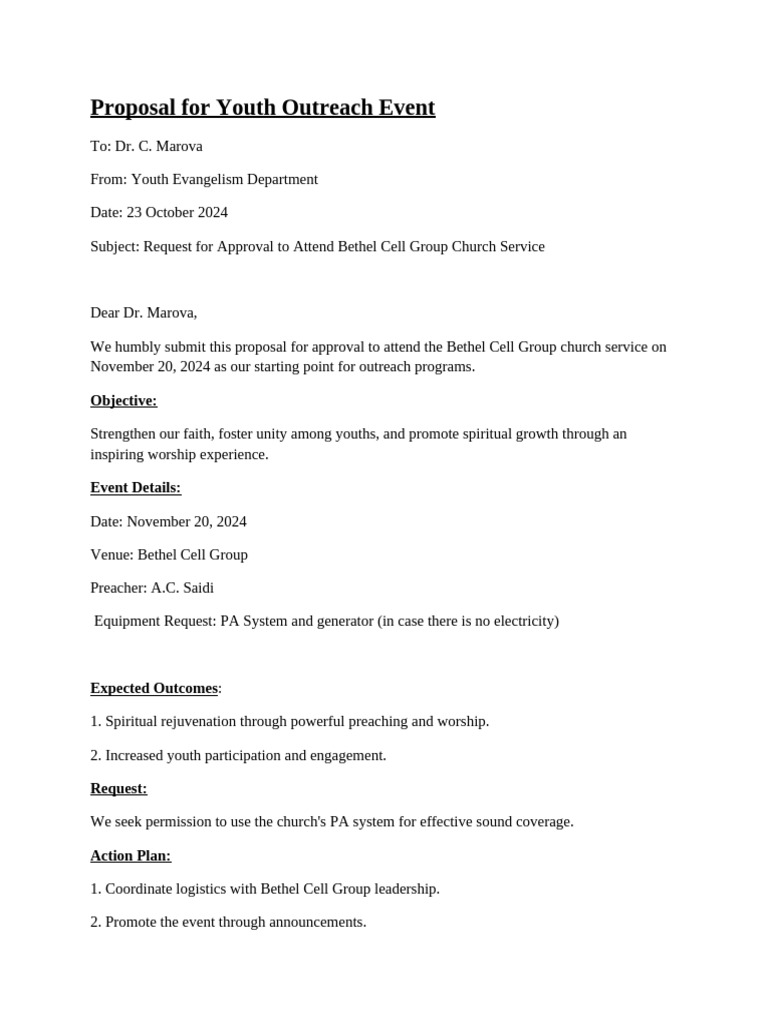 Youth Outreach Event Proposal | PDF
