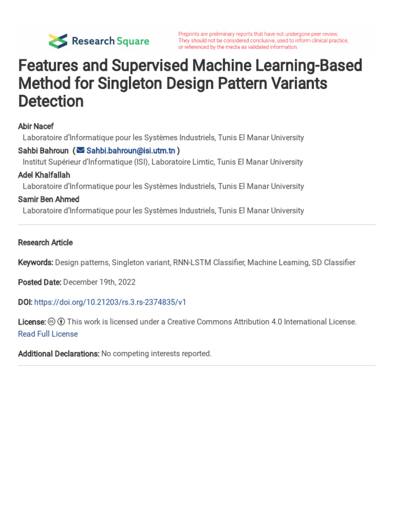 Features and Supervised Machine Learning-Based Met | PDF | Machine Learning | Class (Computer ...