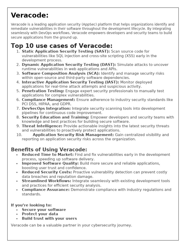 Veracode | PDF | Vulnerability (Computing) | Computer Security