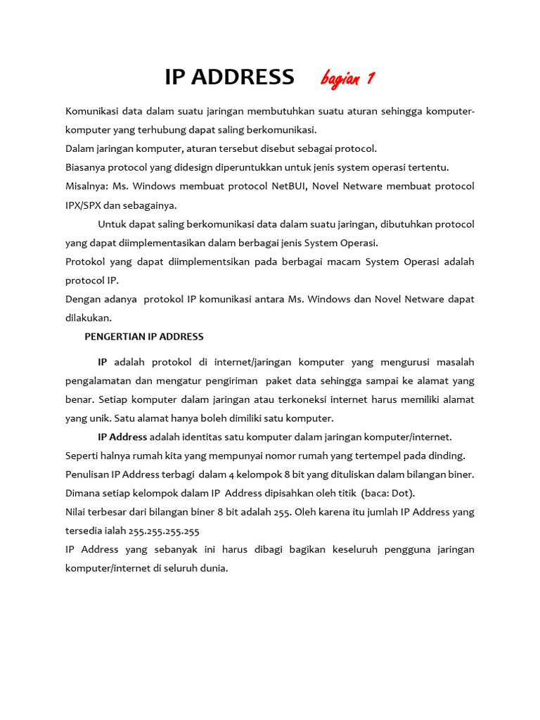 IP ADDRESS Part 1 | PDF