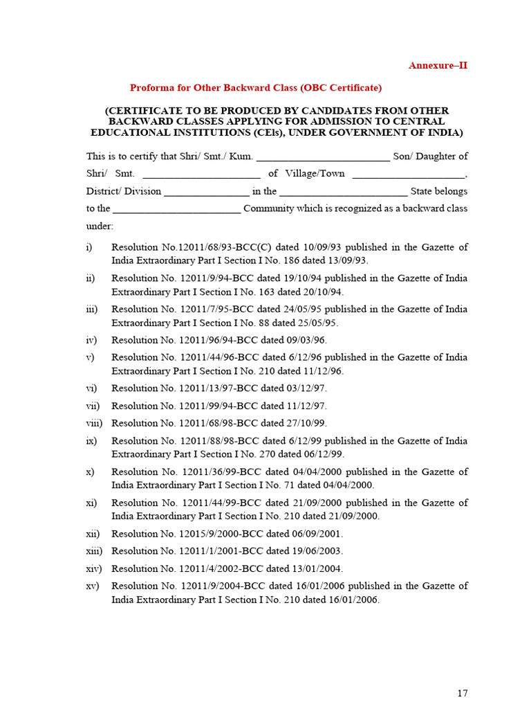 PH D Admissions July 2023 Session Annexure-II and OBC NCL Undertaking | PDF | Government ...