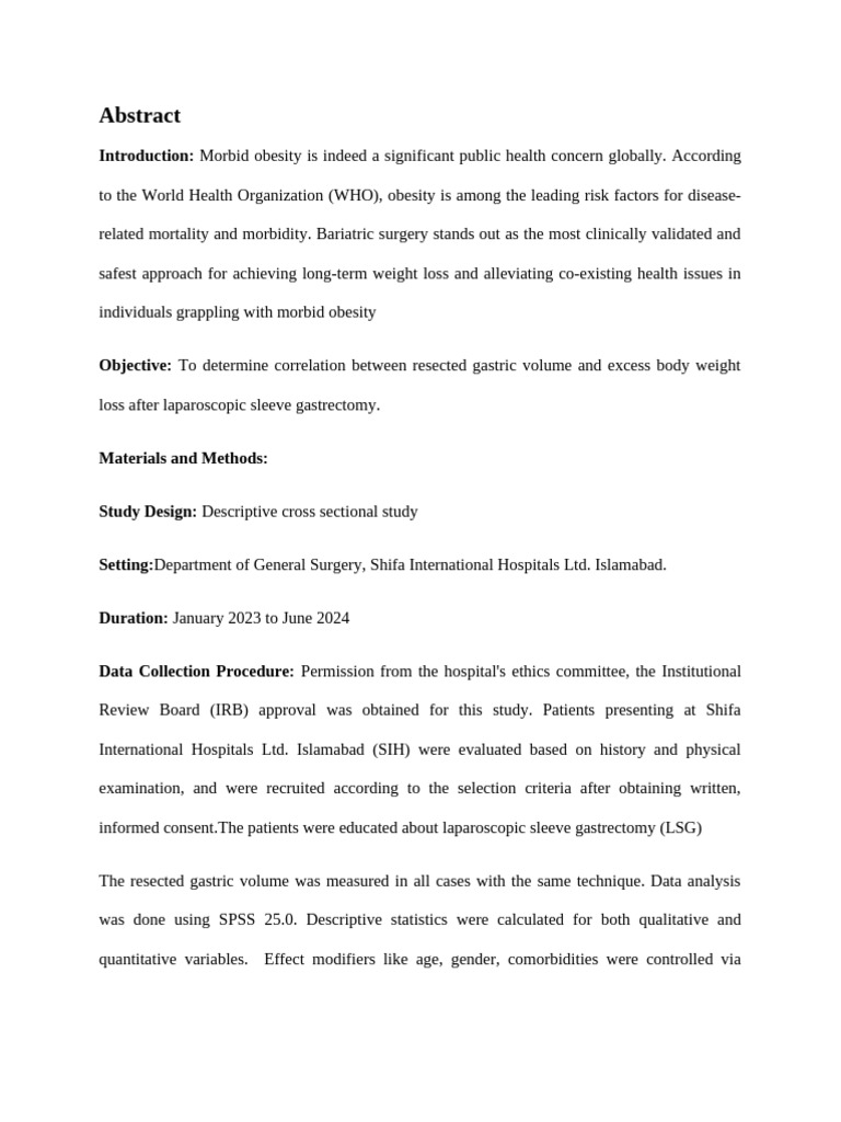 Document From Humza Farooq | PDF | Bariatric Surgery | Obesity