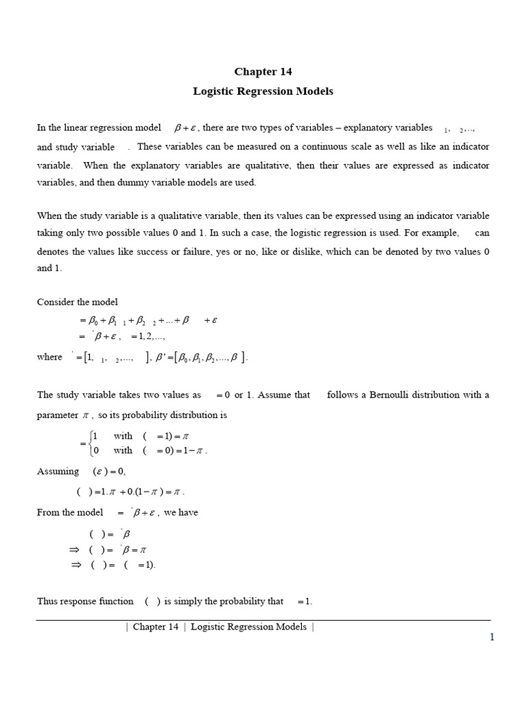 Unit - II Regression-LogisticRegressionModels | PDF | Logistic ... Unit - II Regression-LogisticRegressionModels | PDF | Logistic ...
