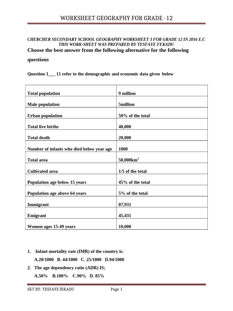 Grade 12th Geo Multiple Choose Practice Questions With Answer | PDF | Tropics | Rain