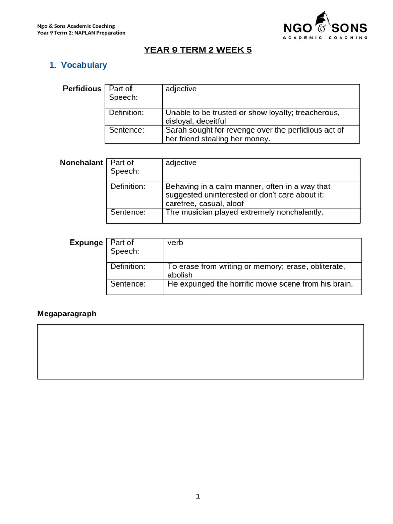 Year 9 Term 2 Week 5 Handout | PDF | Letter Case | Comma