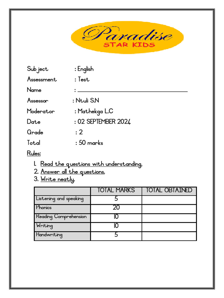 Grade 2 English | PDF