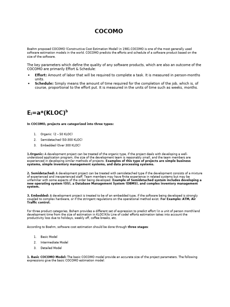 Boehm Proposed COCOMO | PDF | Computing | Applied Mathematics