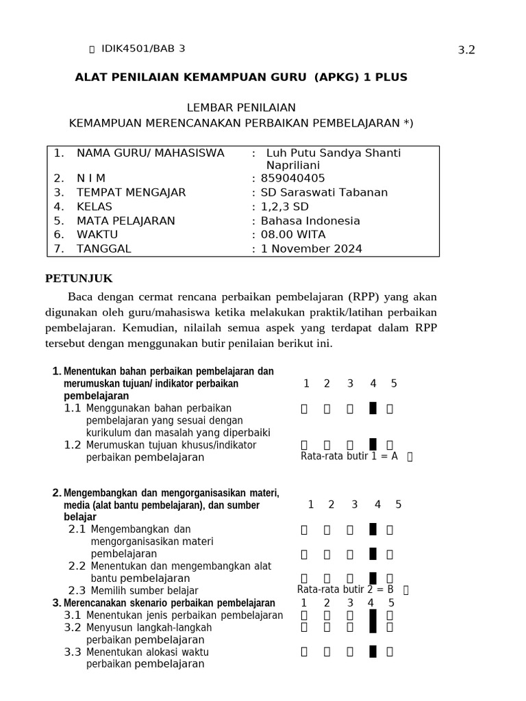 Alat Penilaian Kemampuan Guru 1 | PDF