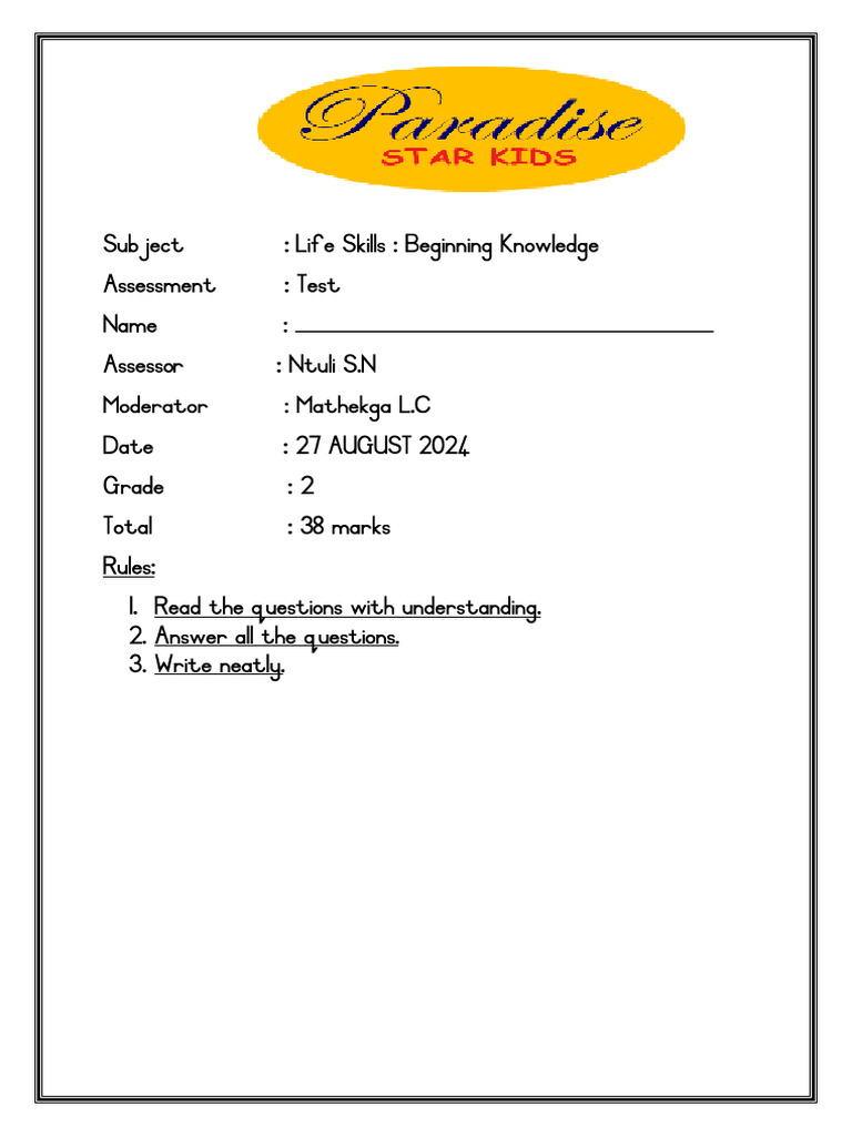 Life Skills Grade 2 | PDF
