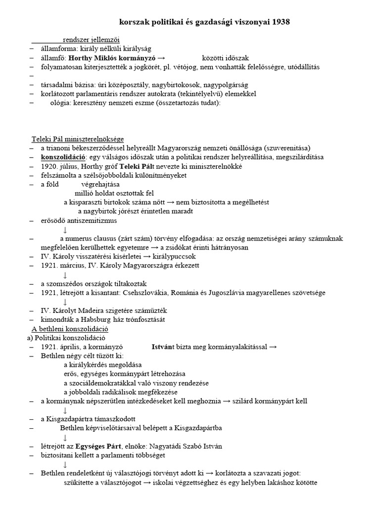 16-17. A Horthy-Korszak - Alap | PDF