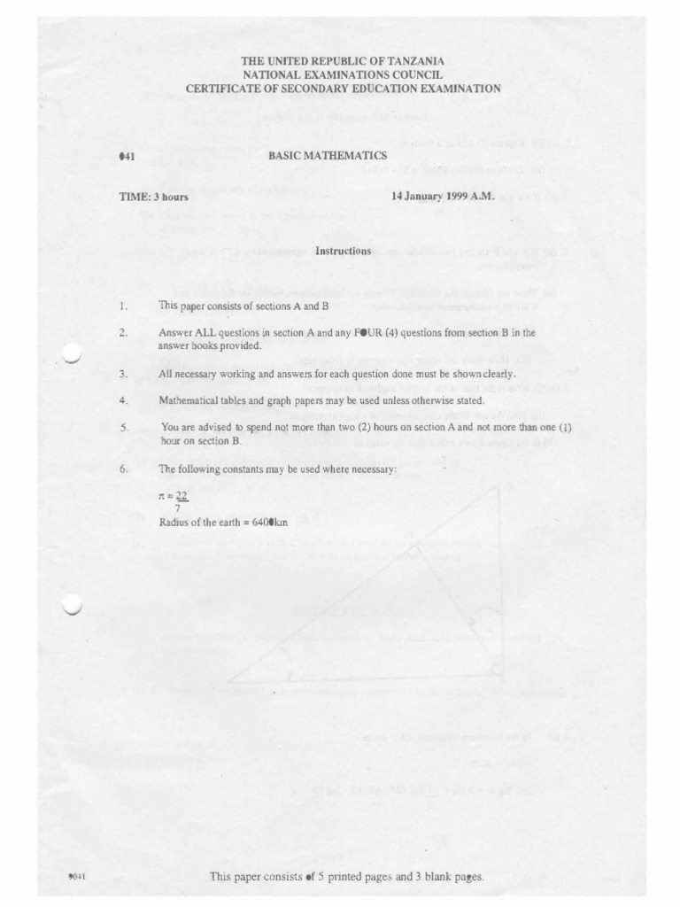 Basic Math - 1999 Jan | PDF | Arithmetic Mean | Velocity