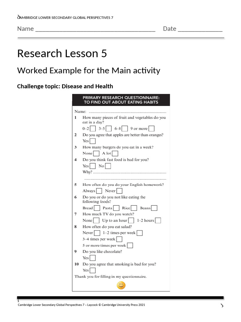 Research Lesson 5 Worked Example For The Main Activity | PDF