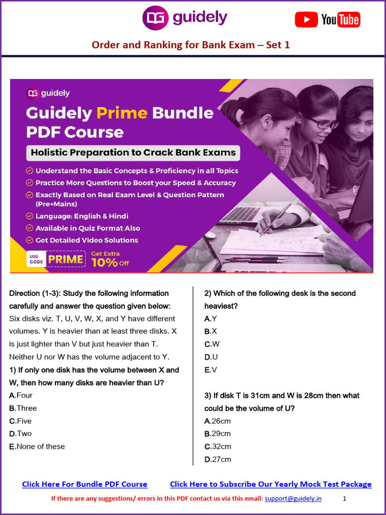 Order and Ranking Free PDF For Bank Prelims Exam Set 1 English Version | PDF | Teaching Methods ...