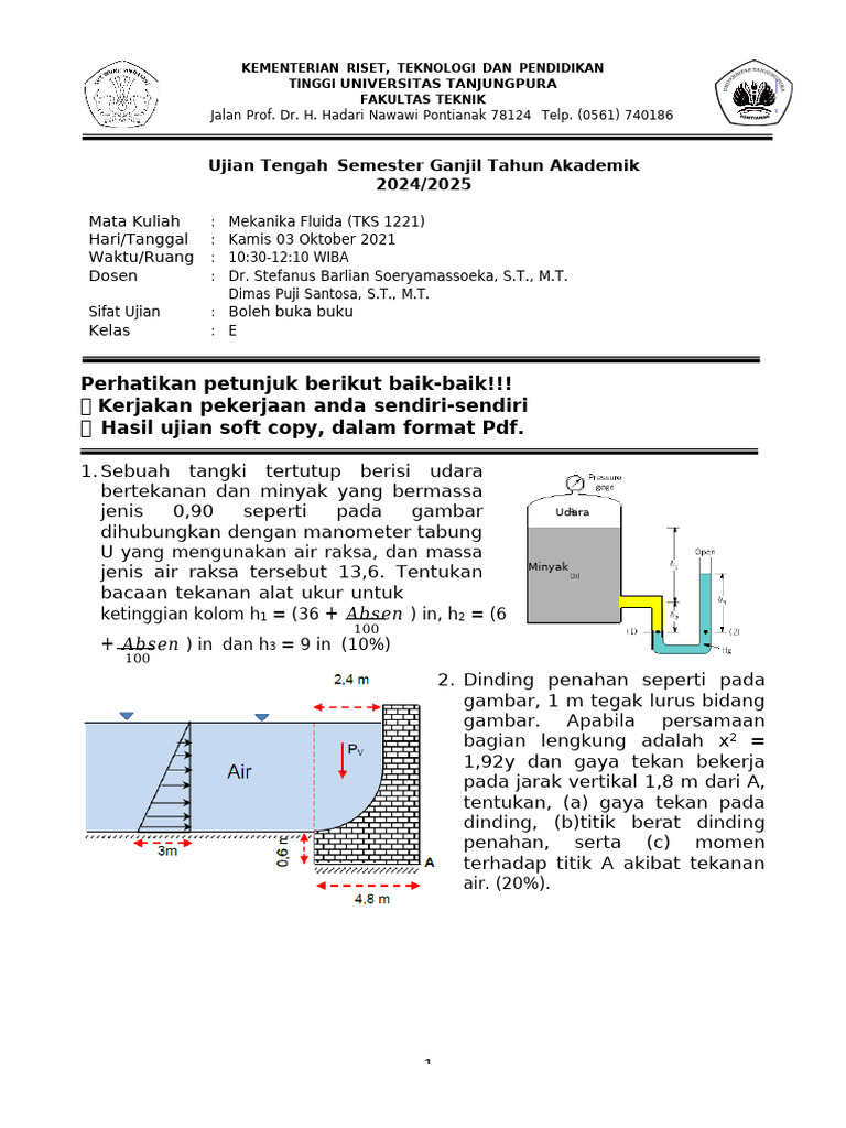 Soal UTS MekFlu 2024 | PDF
