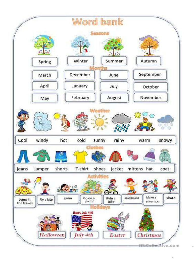 Weather, Seasons and Activities | PDF