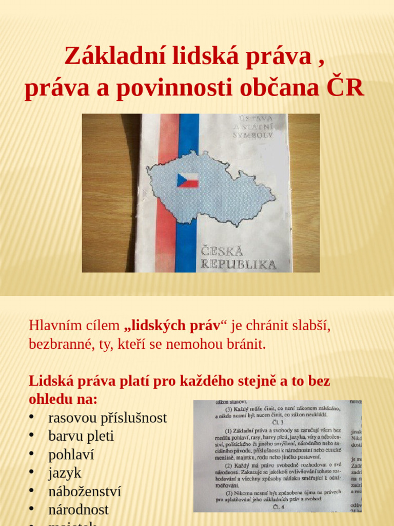 32 13 Zakladni Lidska Prava Prava A Povinnosti Obcana CR 1 | PDF