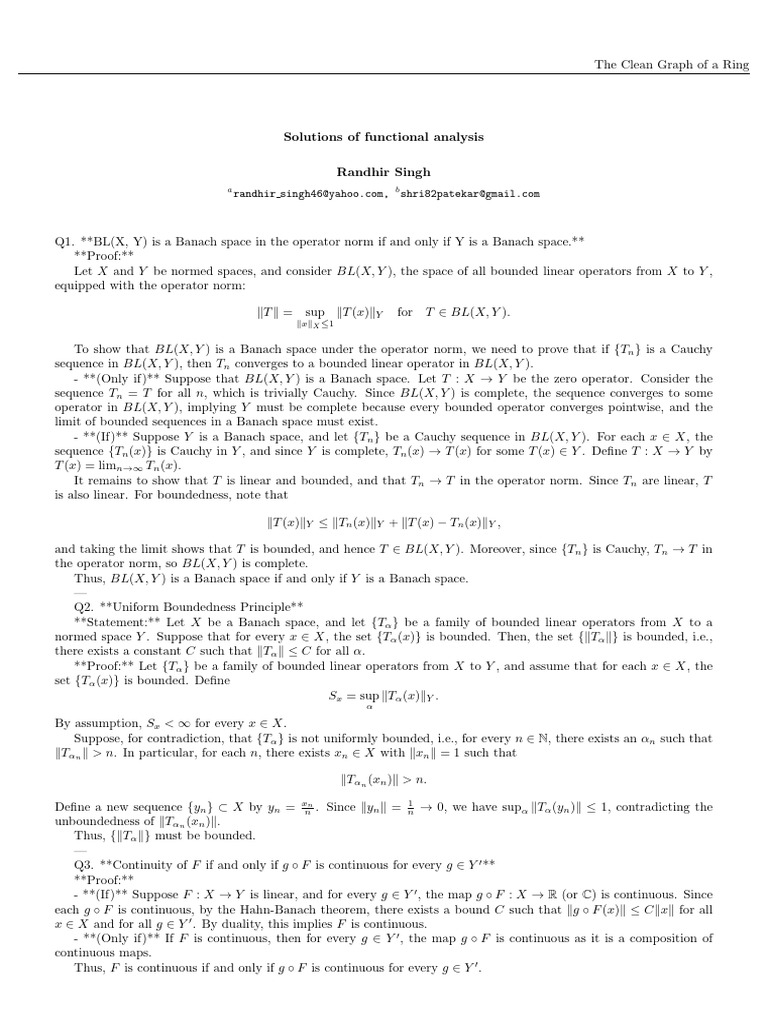 Functional Solution Kendre Sir | PDF | Banach Space | Sequence
