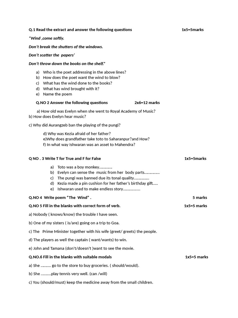 Question Class 9 | PDF