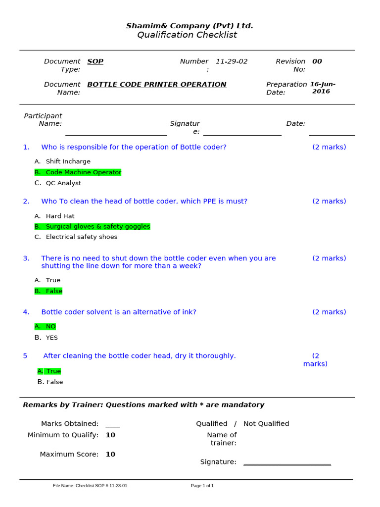 Doc# 11-29-02 (Bottle Code Printer Operation Qualification Checklist ...