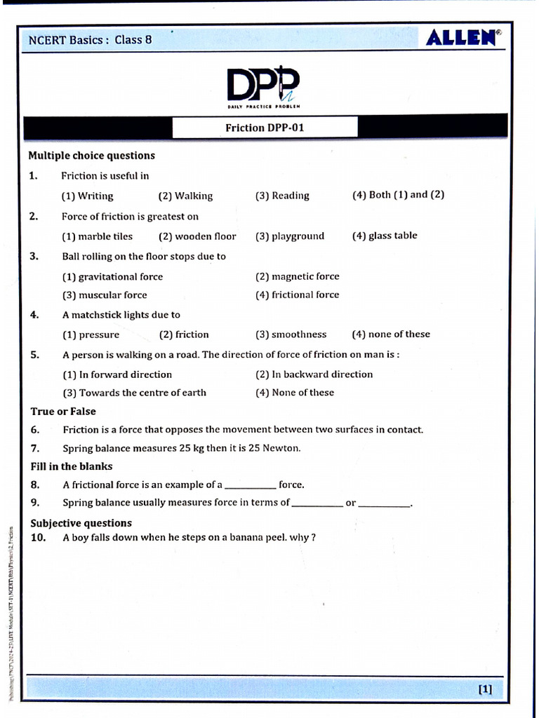 DPP of Friction | PDF