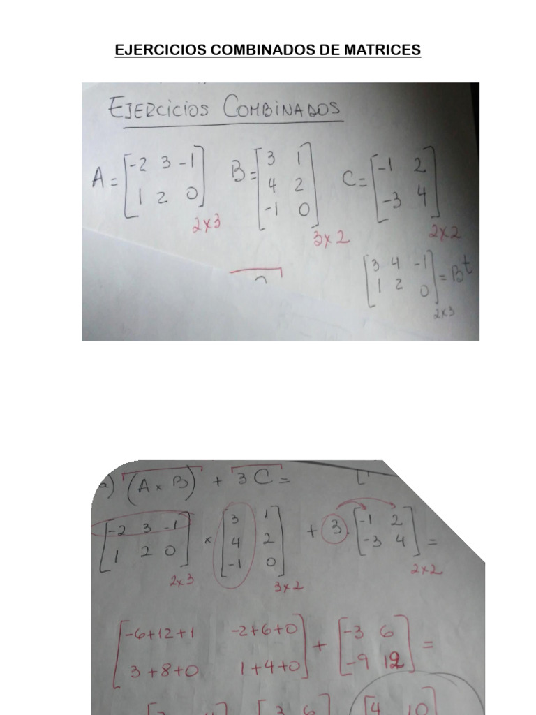 Ejercicios Combinados Con Matrices | PDF