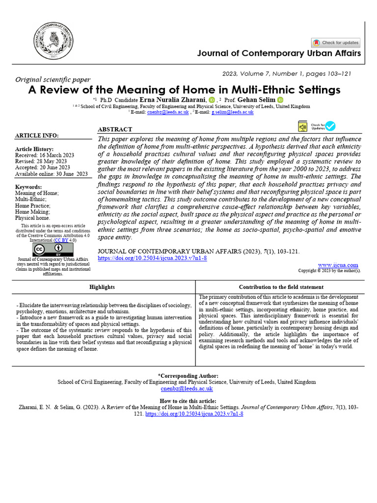 A Review of The Meaning of Home in Multi-Ethnic Settings | PDF | Space ...