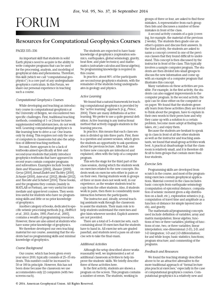 EoS Transactions - 2014 - Keers - Resources For Computational ...