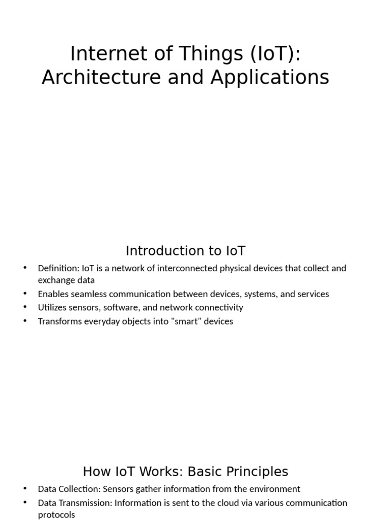 Internet Of Things Iot Architecture And Applications Pdf Internet