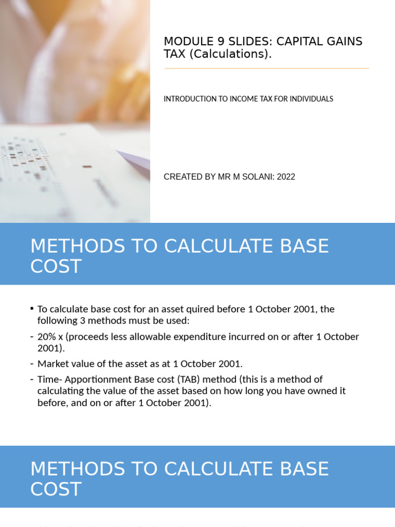 Module 9 CGT Calculations | PDF | Capital Gain | Expense