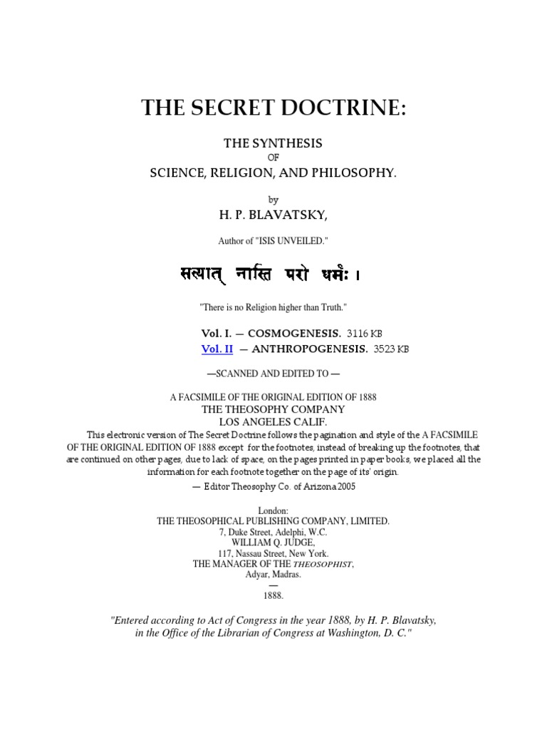 The Secret Doctrine: Science, Religion, Philosophy | PDF | Helena ...
