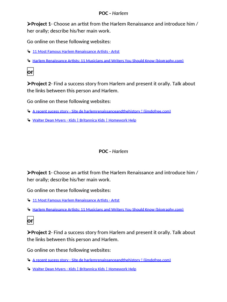 Project - Harlem - Oral Presentation | PDF | History