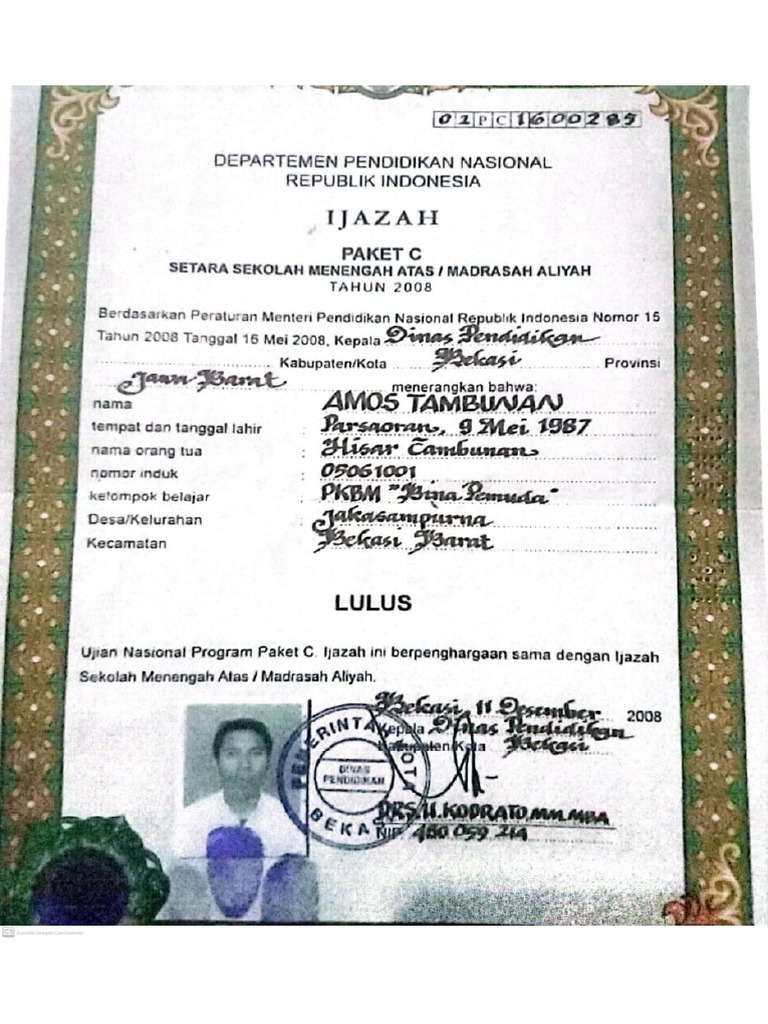 Amos Ijazah | PDF