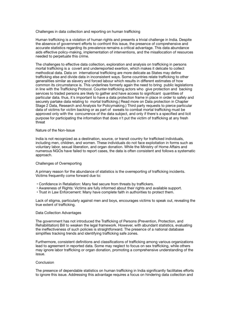Challenges in Data Collection and Reporting On Human Trafficking | PDF ...