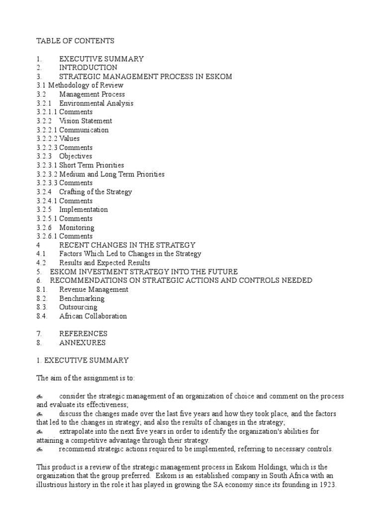 Eskom's Strategic Management Overview | PDF | Strategic Management ...