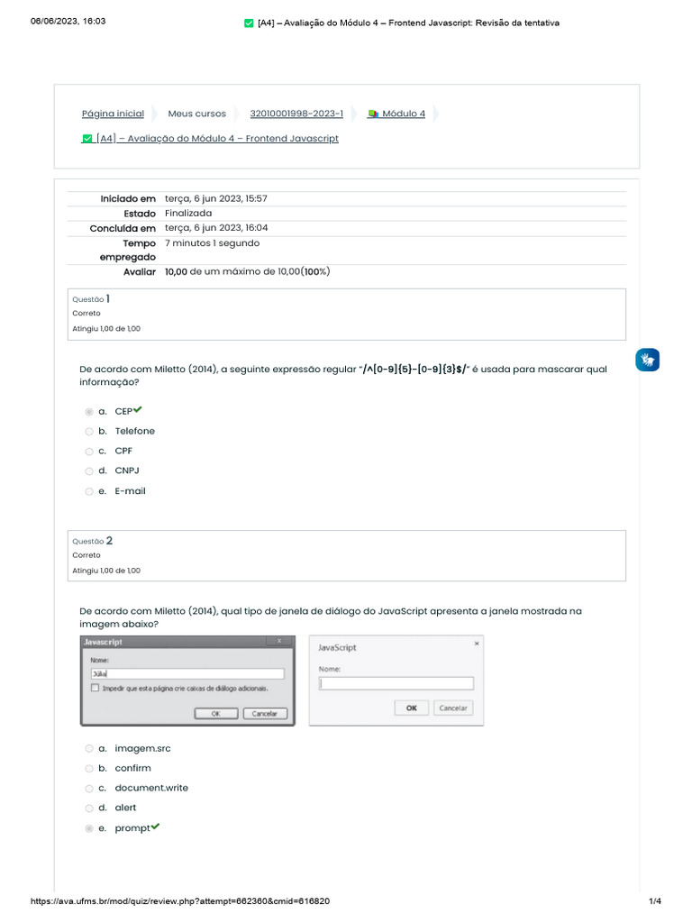 A4 Avaliacao Do Modulo 4 Frontend Javascript Revisao Da Tentativa7 ...