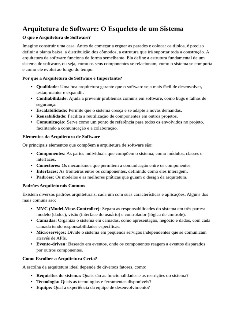 Arquitetura de Software | PDF | Model-View – Controller (MVC) | Arquitetura de software
