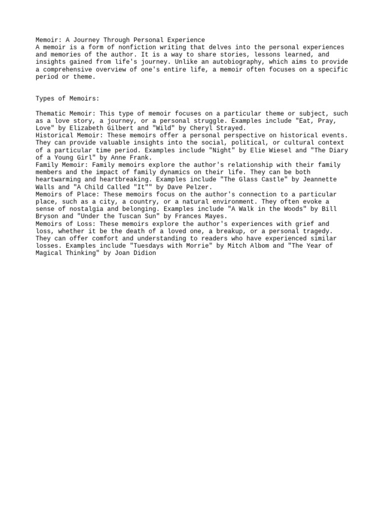 Memoir | PDF