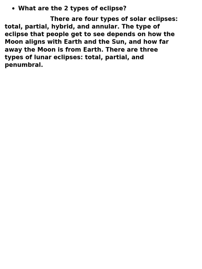 Types of Eclipses and Earth Movements | PDF