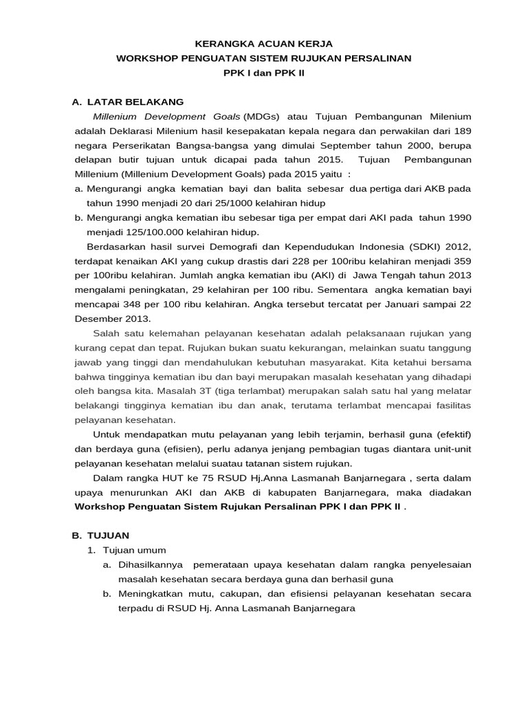 Kak Workshop Sistem Rujukan | PDF