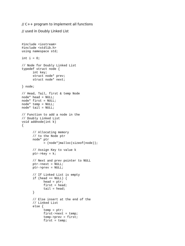 Implementaion of Double LinkList | PDF | Pointer (Computer Programming ... Implementaion of Double LinkList | PDF | Pointer (Computer Programming ...