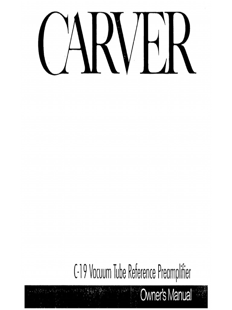 Carver C 19 Owners Manual | PDF