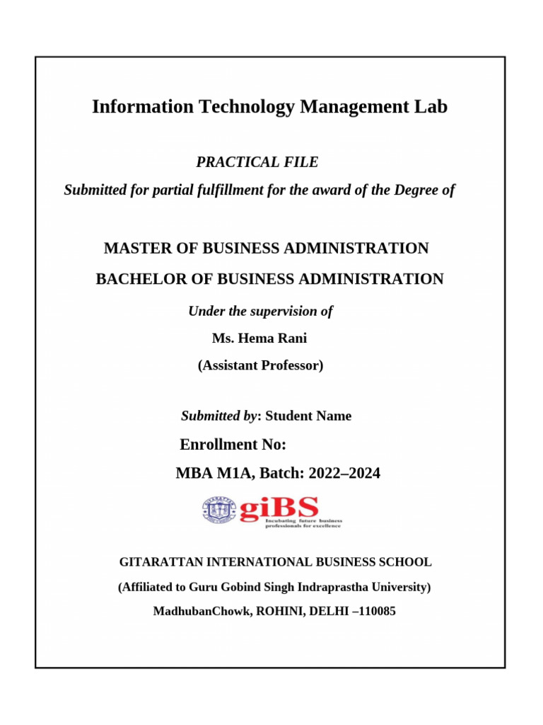 COVER PAGE For Lab PRacticals | PDF