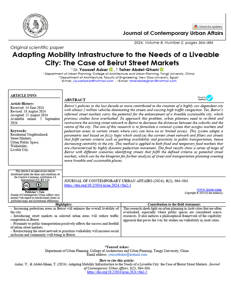 Adapting Mobility Infrastructure To The Needs of A Liveable City: The ...