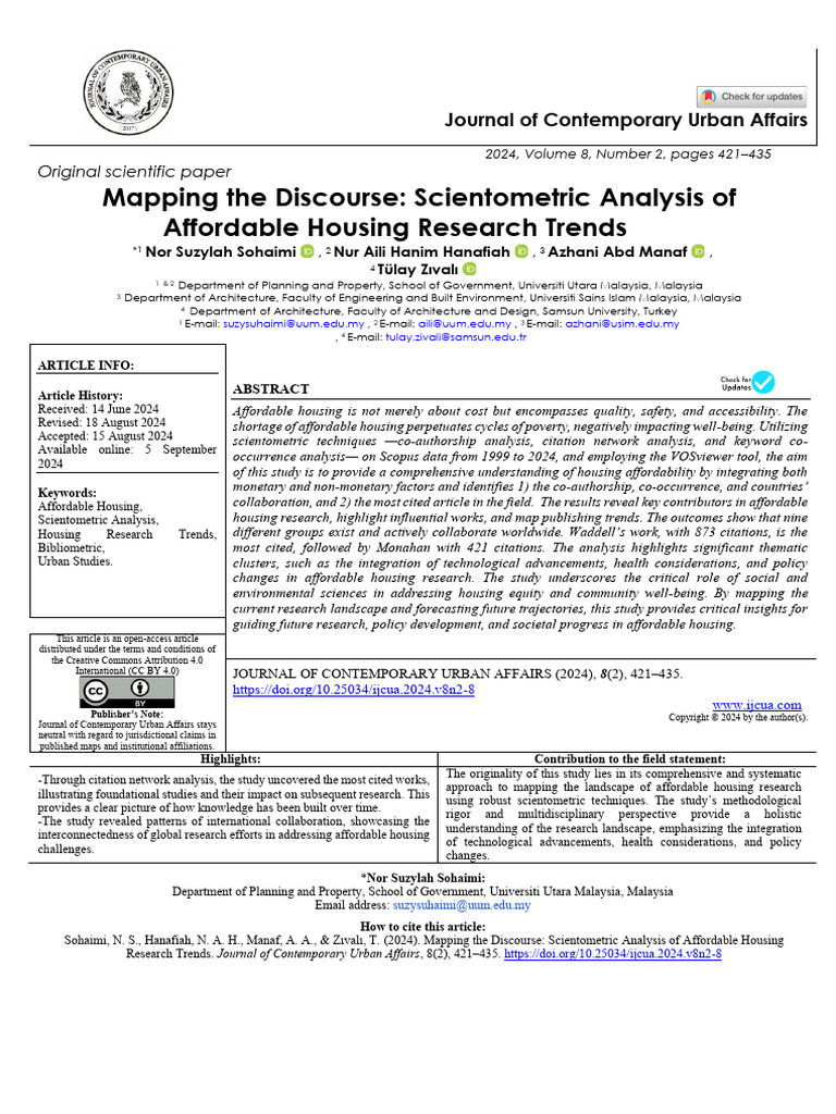 Mapping The Discourse: Scientometric Analysis of Affordable Housing ...