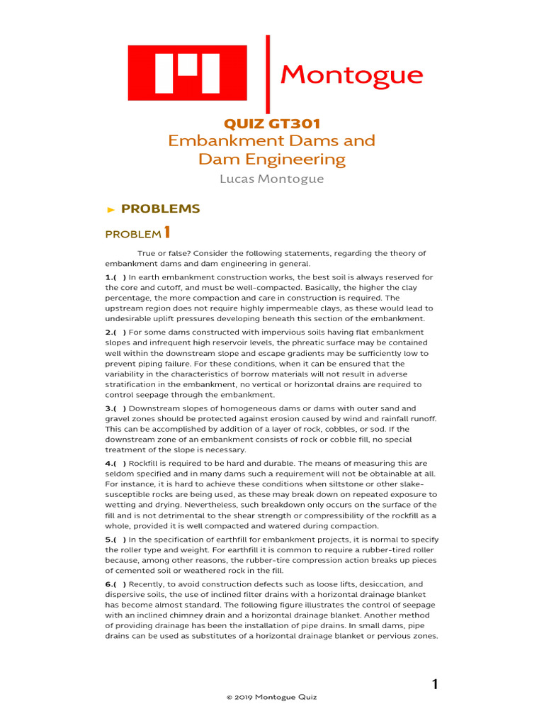 Dam Engineering Solved Problems | PDF | Dam | Soil Mechanics